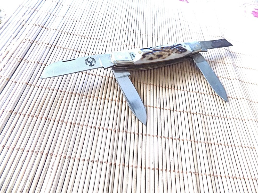 Custom Congress Stag knife by Larry Albritton Four Blade