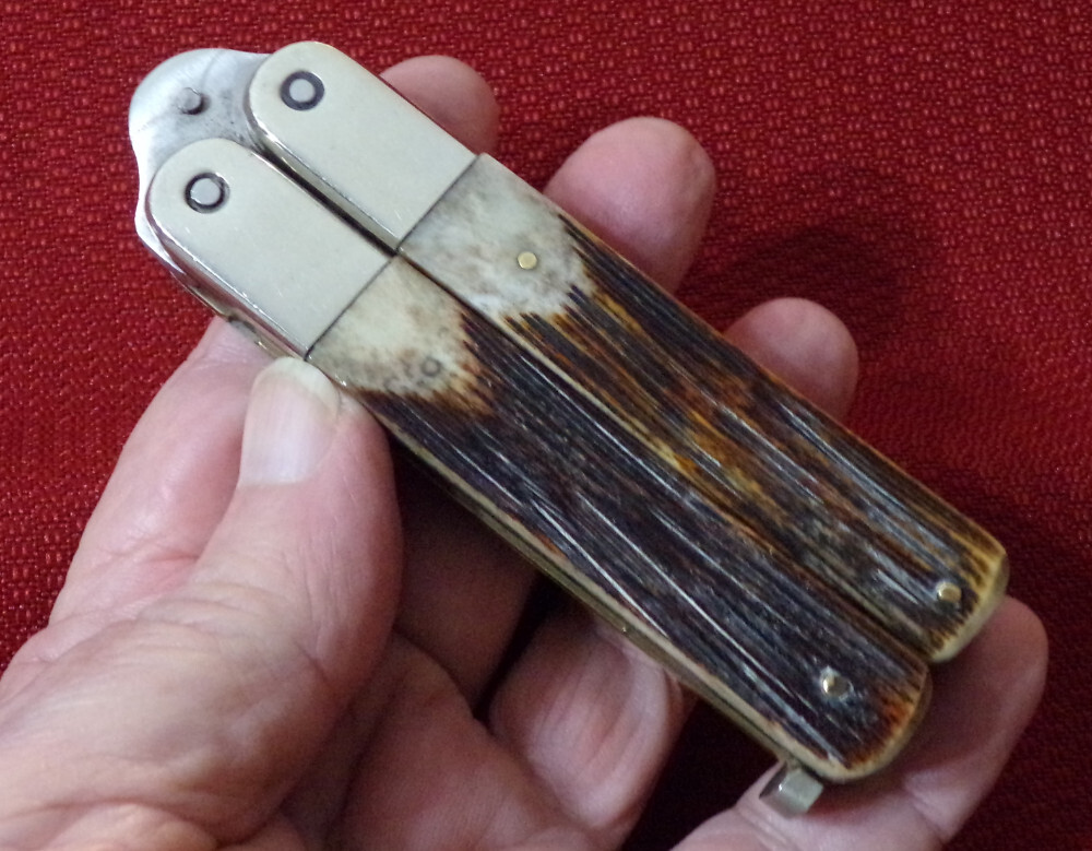 RARE MINT PARKER CUT CO. GENUINE STAG BUTTERFLY GYPSY KNIFE 1978-1983