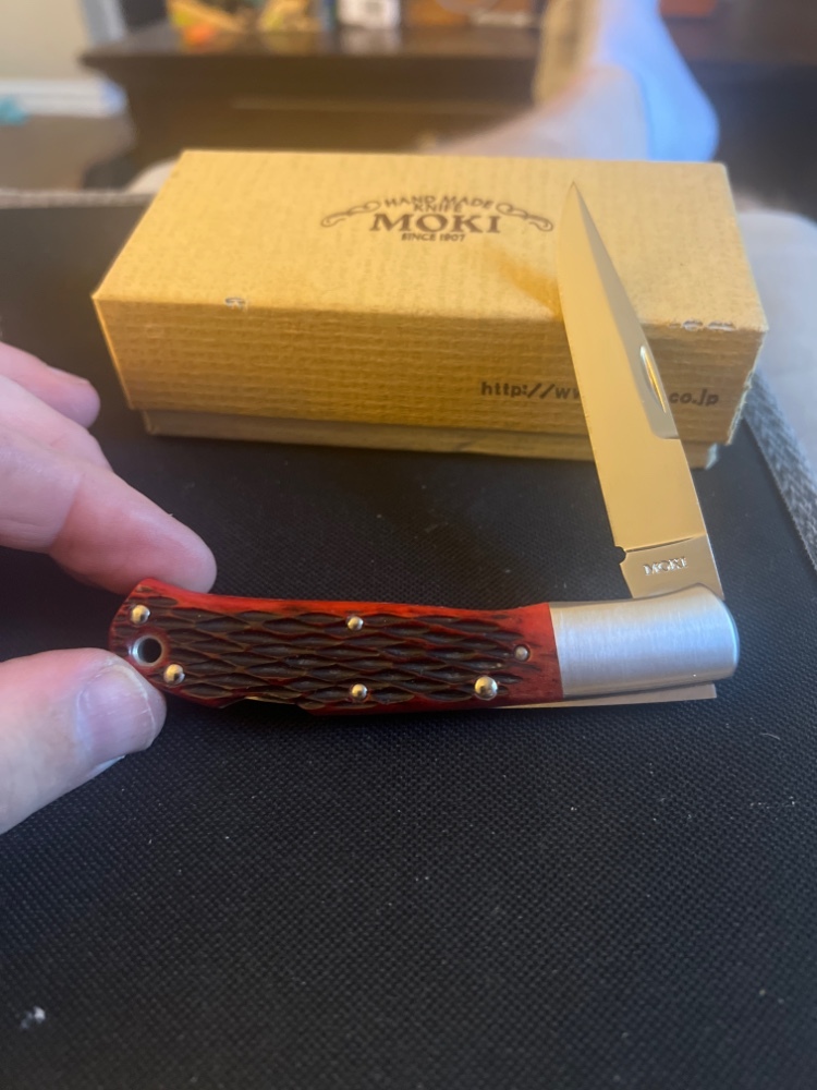 MOKI VG-10 Japan MK-433CRZ Goregous Red Jig Bone Handle Lockback With ...