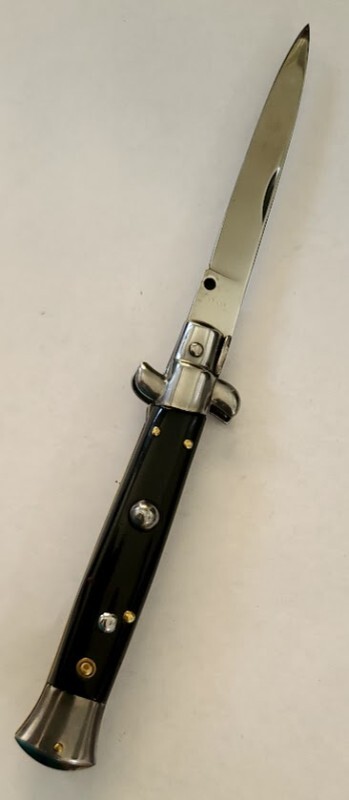 VINTAGE ITALIAN STILETTO SWITCHBLADE/ 4.75" ACRYLIC HANDLE/ SWING GUARD ...