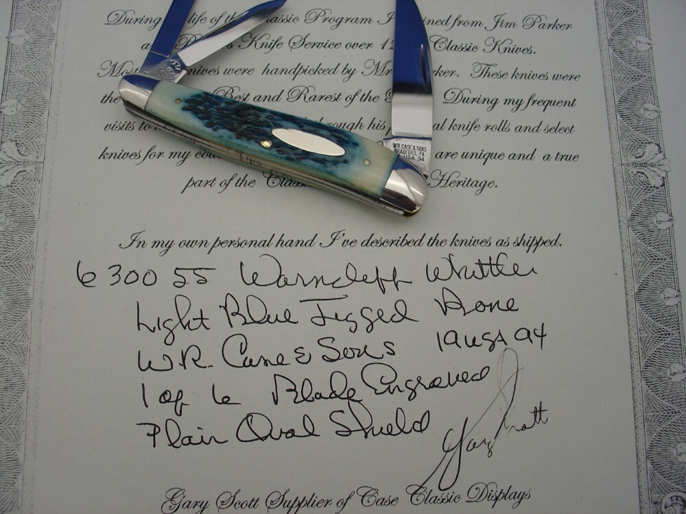 630055 Case XX Classic Knife Light Blue Jigged Bone Whittler Very Rare ...