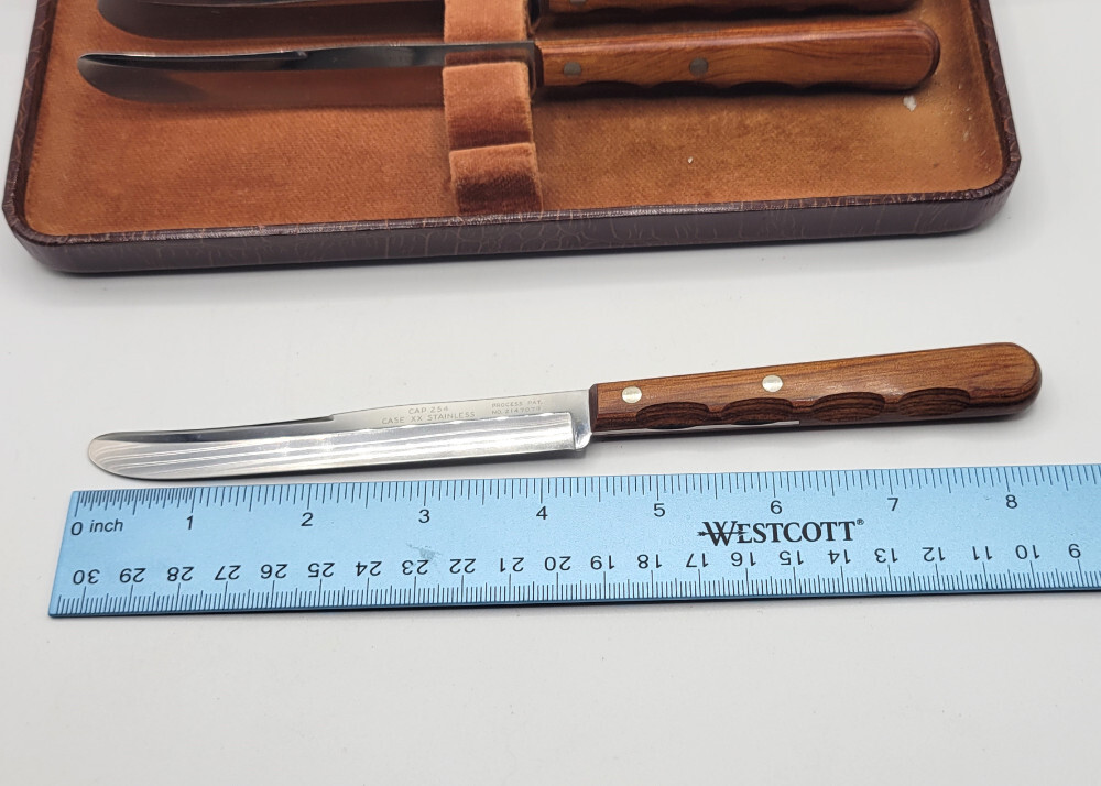 Case xx Stainless CAP 254 Steak Cutlery Knife Set Wood Handles Original Box