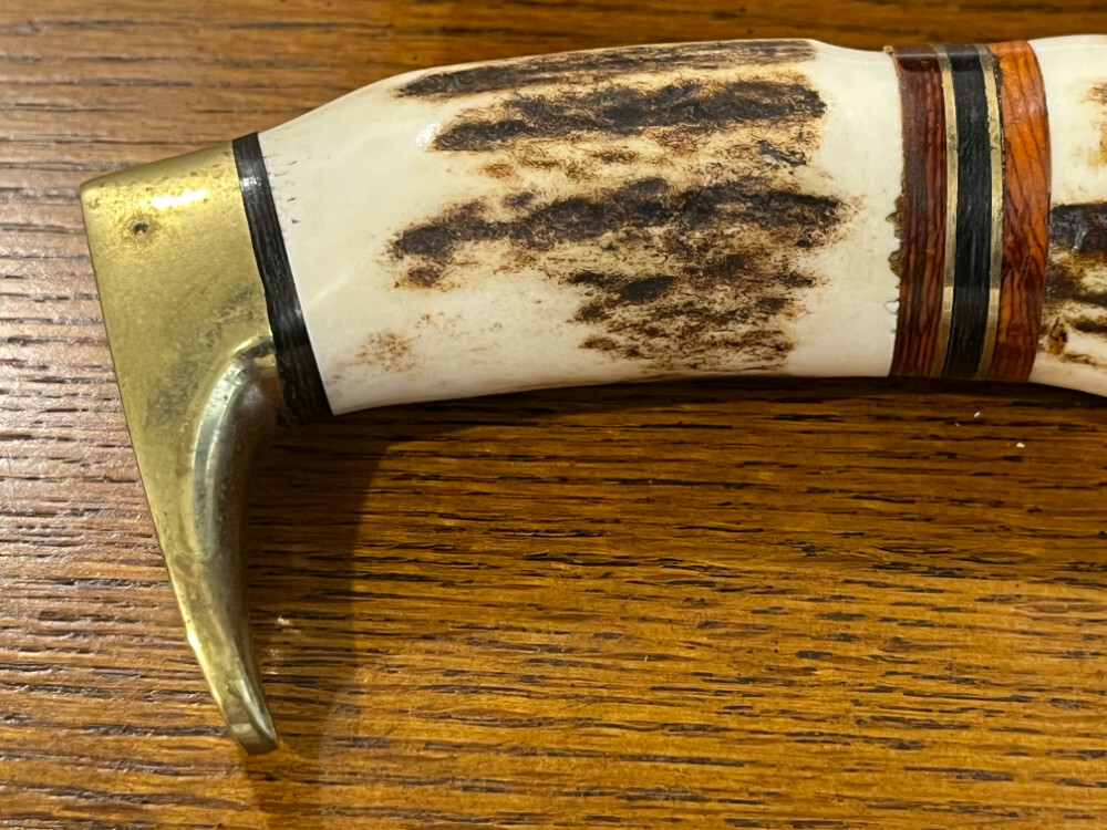 Custom 10" Trailing Point Hunting Knife w/Large Brass Guard & Pommel ...