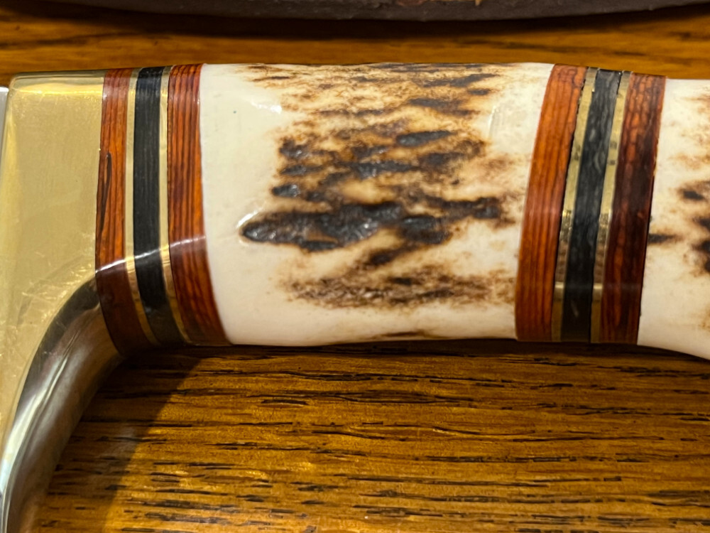 Custom 10" Trailing Point Hunting Knife w/Large Brass Guard & Pommel ...