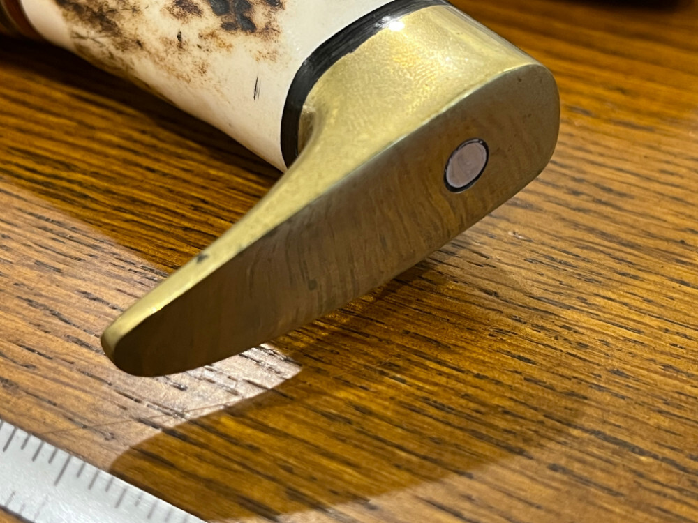 Custom 10" Trailing Point Hunting Knife w/Large Brass Guard & Pommel ...
