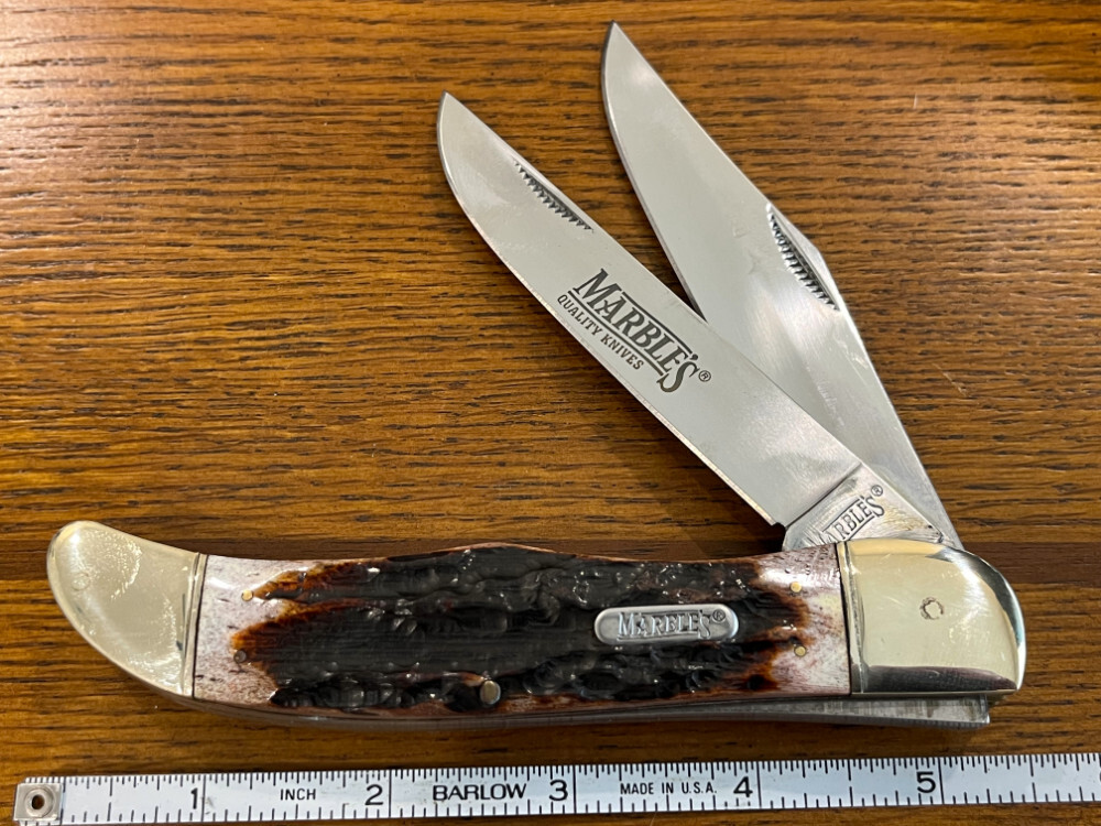 Marbles 5 1/4" 2-Blade Clasp Knife w/Stag Scales