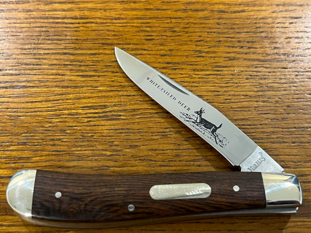 Marbles White Tailed Deer Single Blade Trapper w/Wood Scales Japan