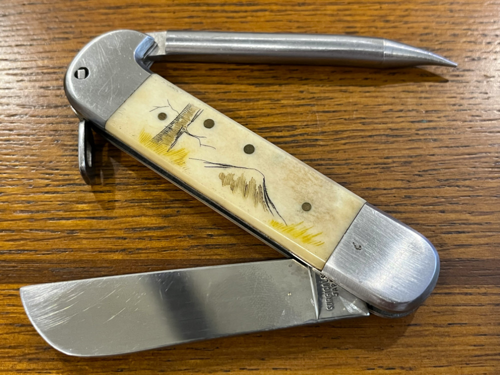 National Blade Sailors Rigging Marlin Spike Knife w/Scrimshaw Smooth ...