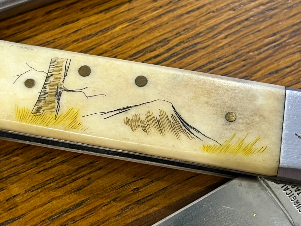 National Blade Sailors Rigging Marlin Spike Knife w/Scrimshaw Smooth ...