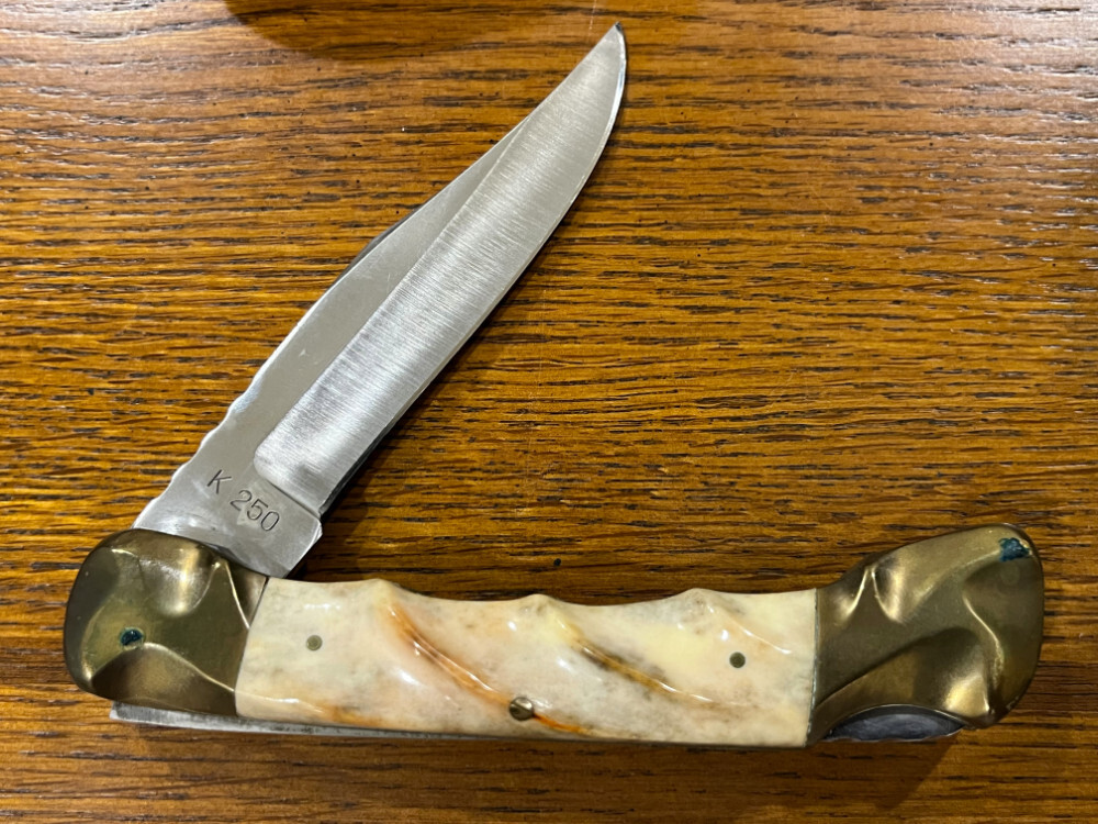 Parker-IMAI K-250 Lockback Knife w/Sculpted Smooth Bone Scales Japan