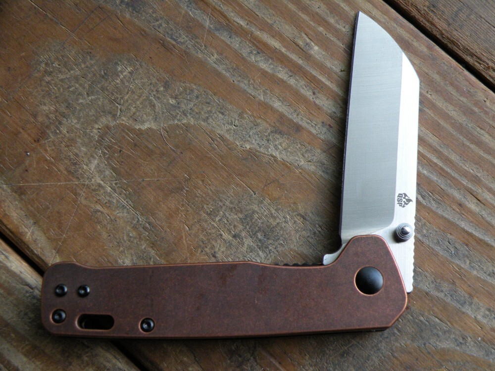 QSP Penguin Liner Lock Knife Solid Copper Handle Covers D2 Steel
