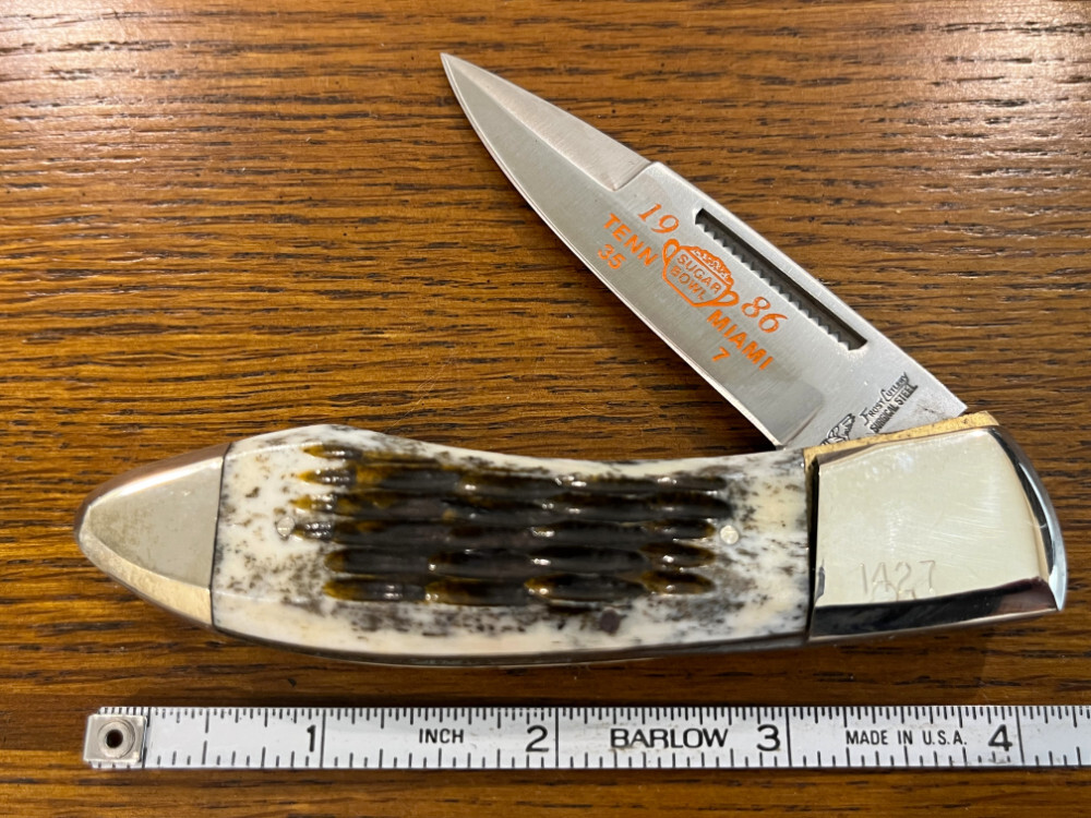 Frost Cutlery Ltd Ed 1986 Sugar Bowl Single-Blade Folding Knife w/Jigged Bone Scales SN#1427