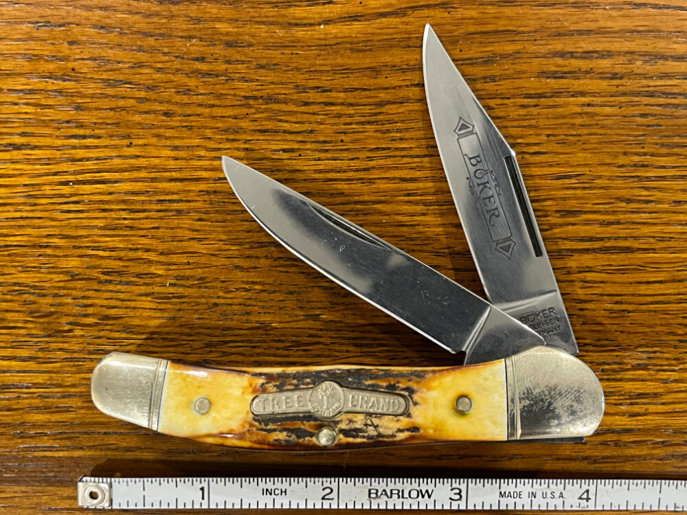 Boker Tree Brand 2-Blade Copperhead Knife w/Stag Scales Germany
