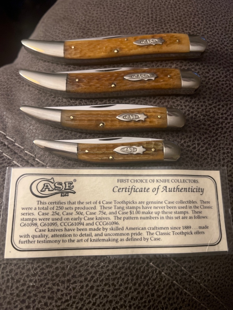 1994 Case XX $1.00, .75, .50, .25 , 4 Toothpick Set Limited Editiom 1 ...
