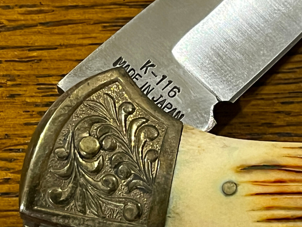 Parker-IMAI K-116 Bald Ruler Lockback Knife w/Scrimshaw Bone Scales ...