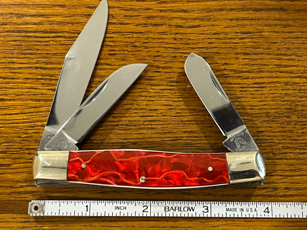 Fight'n Rooster Ltd Ed 1989 "Rose of Sharon" 3-Blade Stockman w/Red ...