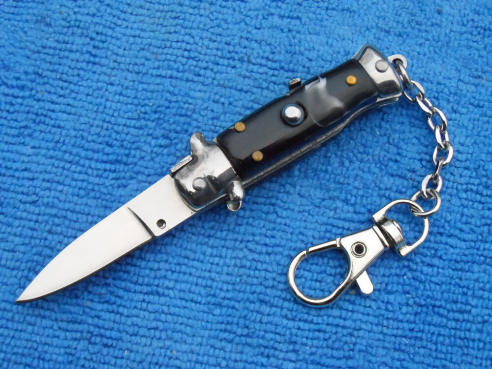 3-3/4" Italian automatic Wasp Body Black Horn Stiletto keychain ...