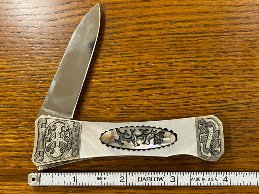 Parker Cut. Co. Desperado Scrimshawed Single-Blade Lockback Knife w/MOP ...