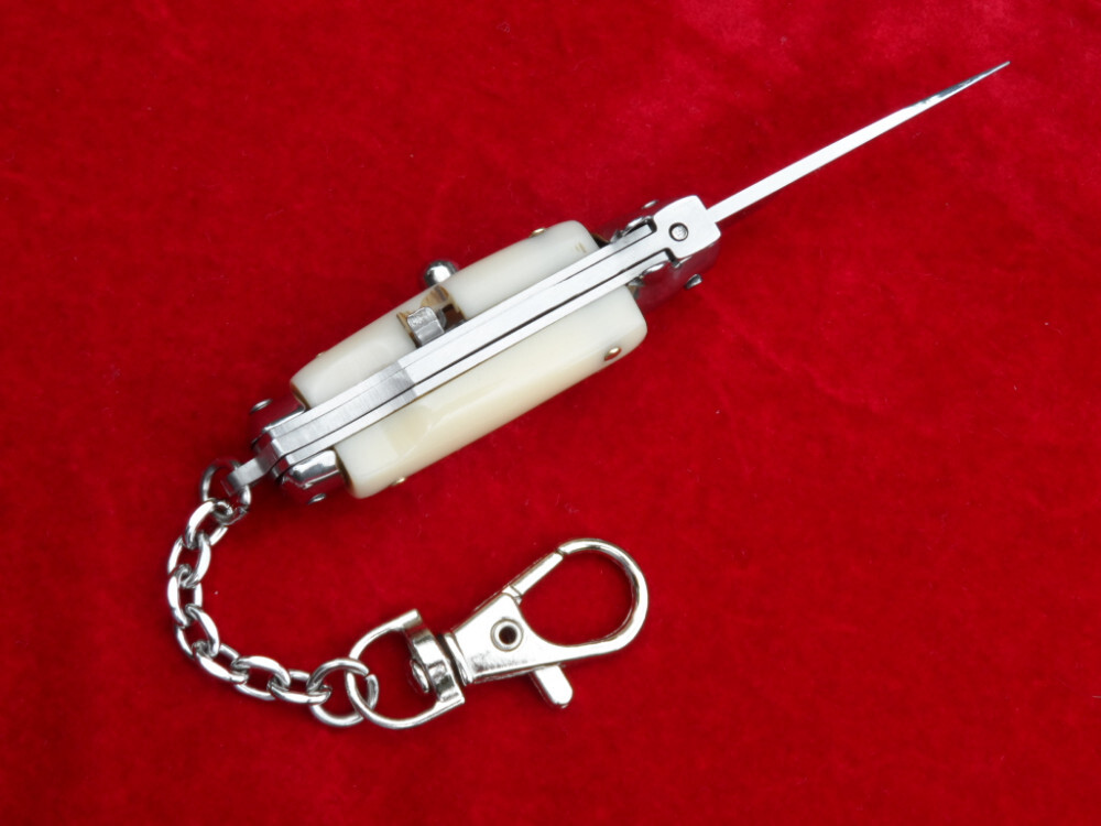 3-3/4" Italian automatic Wasp Body Ivory white handle Stiletto keychain ...