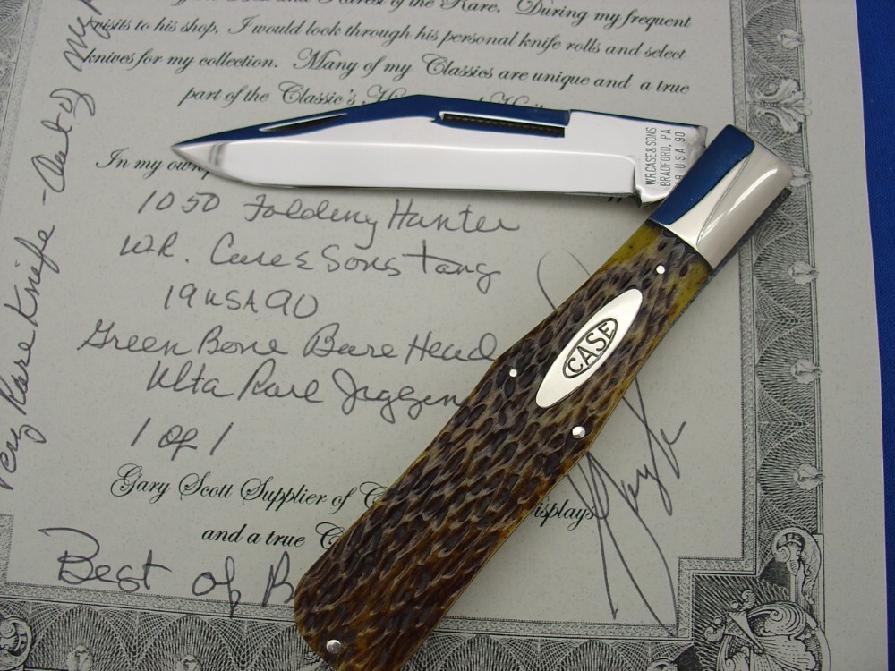 Case XX Classic 050 Folding Hunter Green Bone Bear Head Gary Scott ...