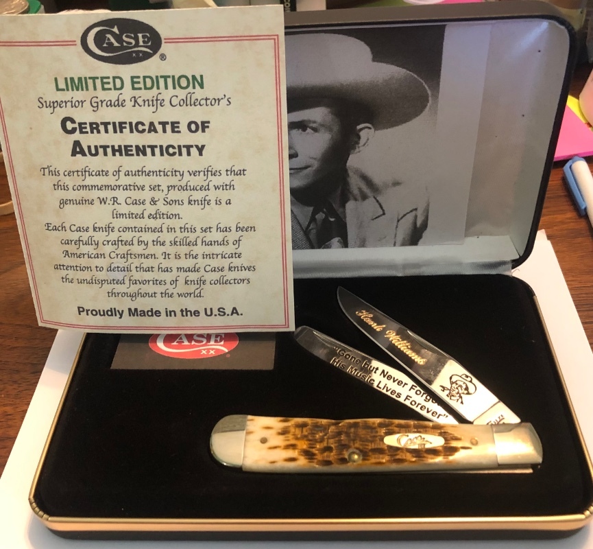 New in display Case Hank Williams Sr. With COA
