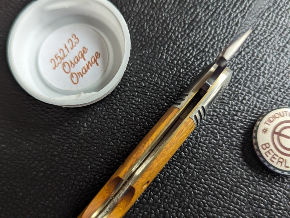 Great Eastern Cutlery 25 Beerlow - Osage Orange. As New in Tube with pin.