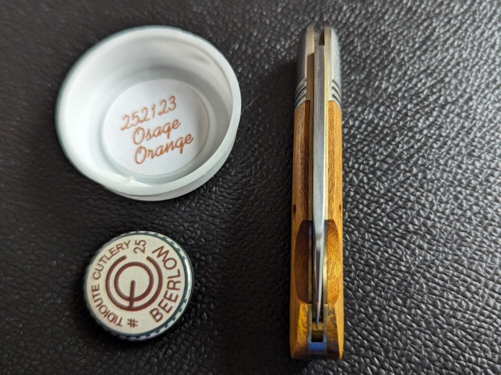 Great Eastern Cutlery 25 Beerlow - Osage Orange. As New in Tube with pin.