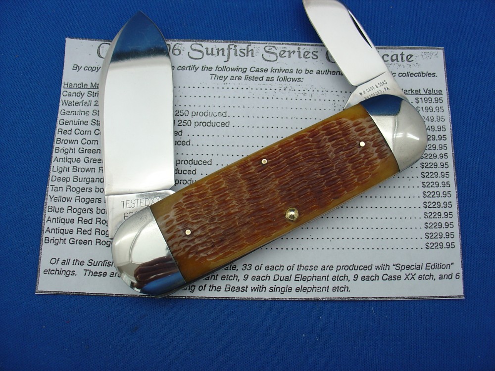 Case XX Classic Sunfish/Toenail Genuine Light Brown Rogers Bone Knife ...