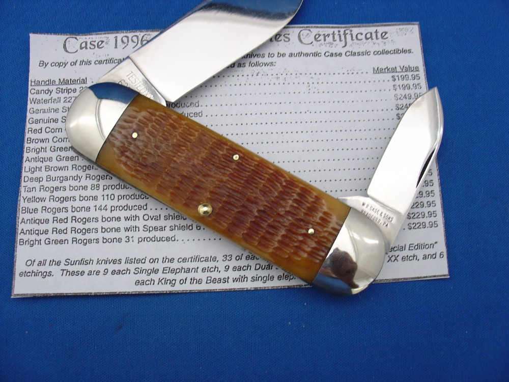 Case XX Classic Sunfish/Toenail Genuine Light Brown Rogers Bone Knife ...