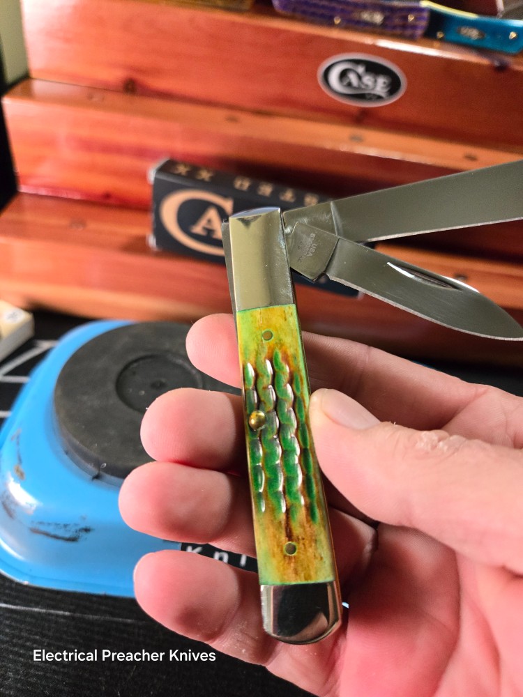 Burnt Green Bone Lizard Skin Razor