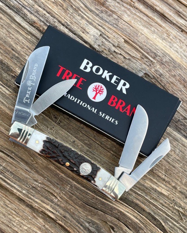 TREE BRAND BOKER ** STAG 1095 CARBON 4 BLADE CONGRESS