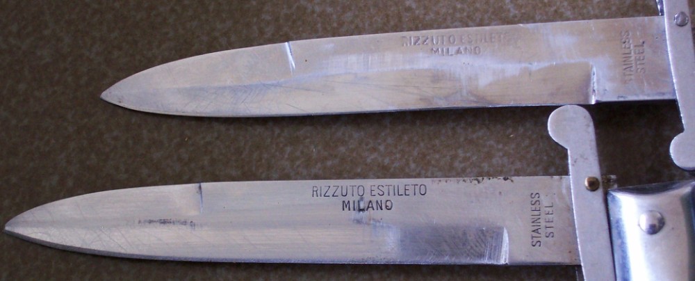 2 vintage Switchblade knives RIZZUTO ESTILETO MILANO marked knife