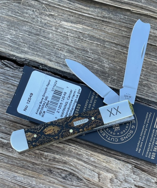 CASE XX ** SFO 2024 ANTIQUE BONE SNAKE SKIN RAZOR