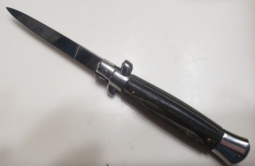 Vintage 8" J Inox Switchblade with Buffalo Horn Scales