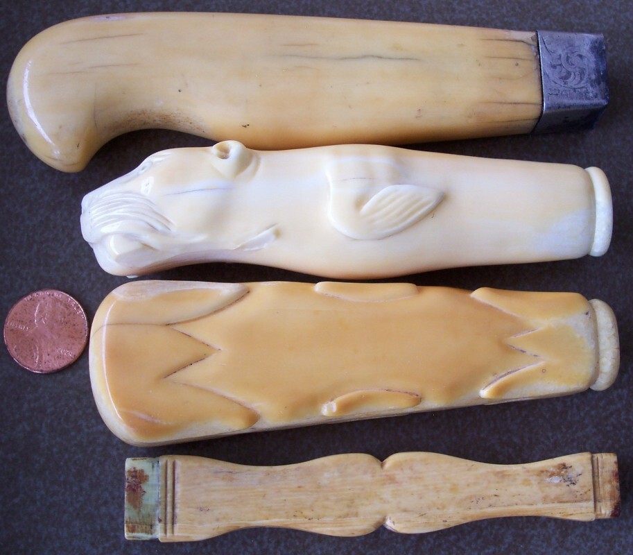 4 antique Ivory KNIFE HANDLES for Custom Knife project