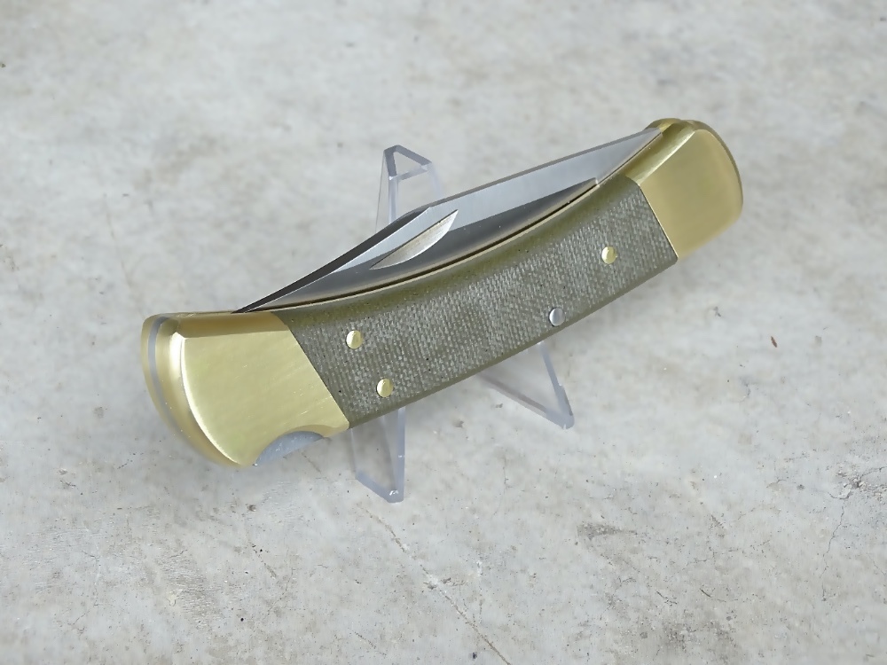Buck 110 Folding Hunter Knife, Exclusive, OD Green Micarta Scales S45VN ...