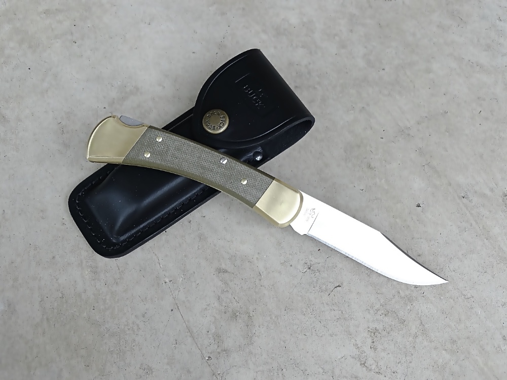 Buck 110 Folding Hunter Knife, Exclusive, OD Green Micarta Scales S45VN ...