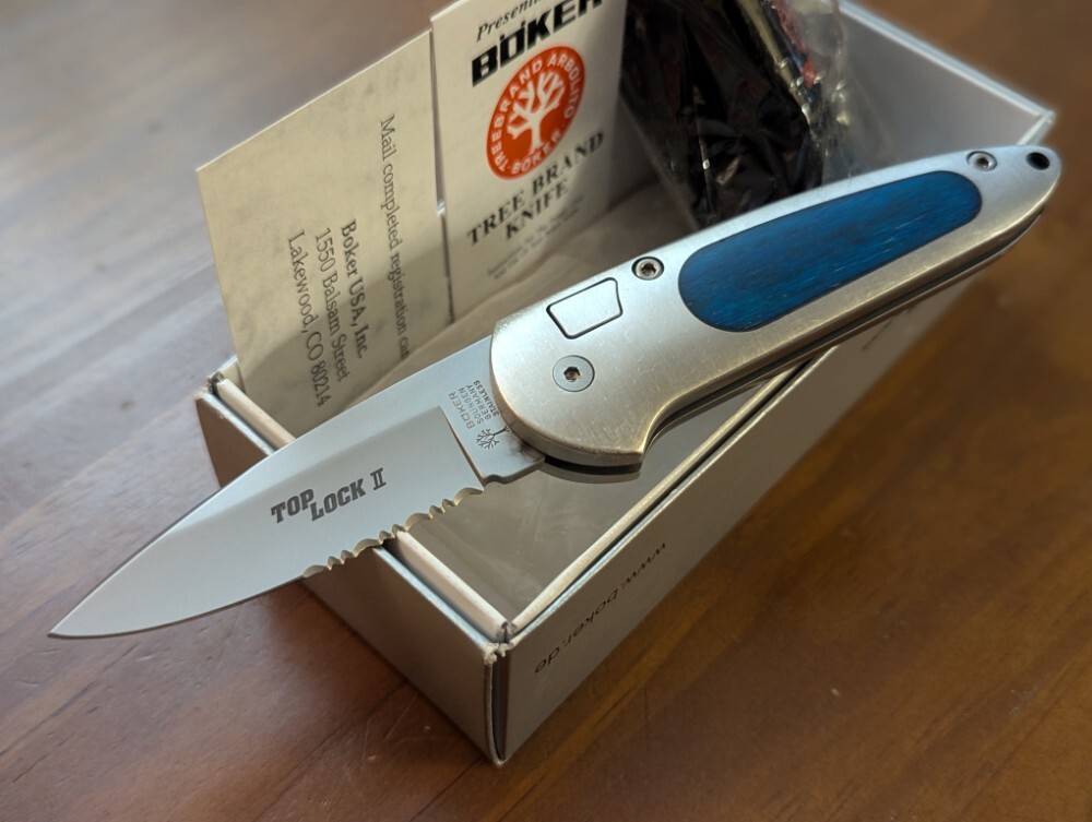 1990'S BOKER TOP LOCK II CONVERSION AUTOMATIC IN BLUE BONE MADE IN GERMANY