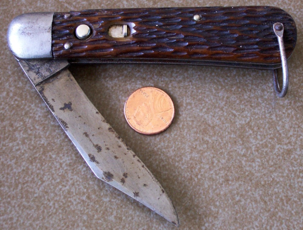 SCHRADE CUT. CO. WALDEN N.Y. SWITCHBLADE Knife with bail WW2 use
