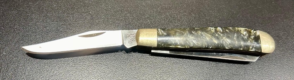 Vintage Buck Trapper 2-Blade Pocket Knife, Kirinite Scales