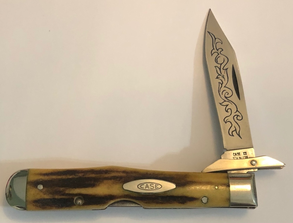 1977 Case Stag Blue Scroll Cheetah