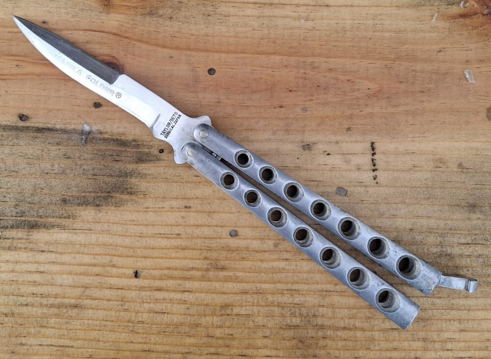 Vintage 1980's Taylor Seto Manila Folder Balisong Aluminum Handles!