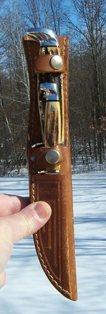 CASE XX STAG TWIN FINN PIGGYBACK SET W/ SHEATH - 516-5 M5F VERY NICE