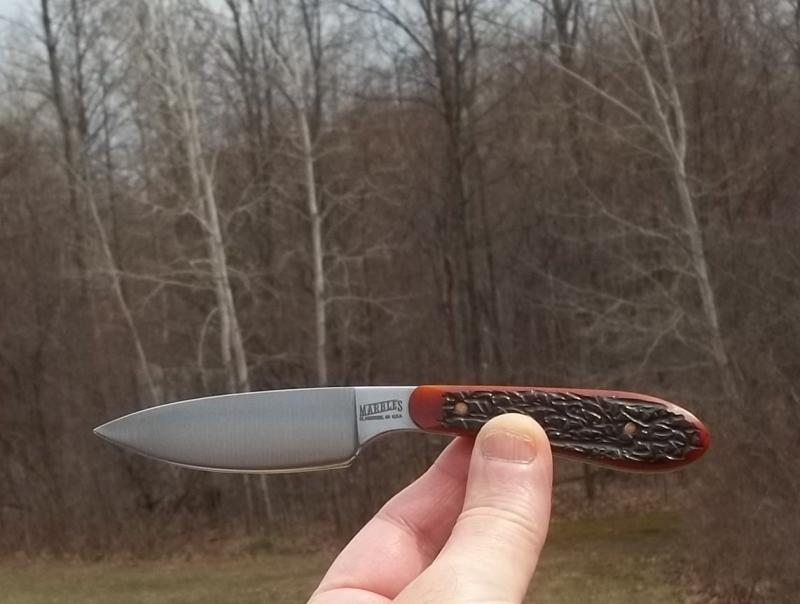 MARBLE'S RED BONE MINI CAPER - 52/100 STEEL - LEATHER SHEATH - BOBCAT ...