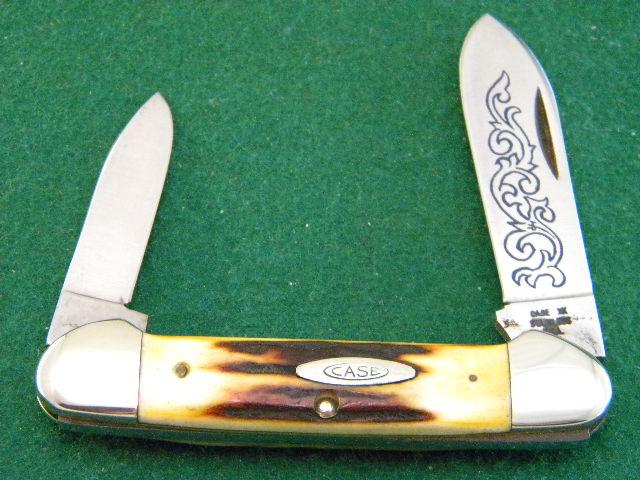 Case XX Stainless USA 3 Dot (1977) Stag 52131 SSP Blue Scroll Canoe ...