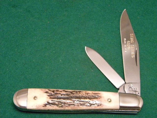 Queen #28 Stag Series 6120 Large Jack Knife "Q83" USA Tang Stamp Etched ...