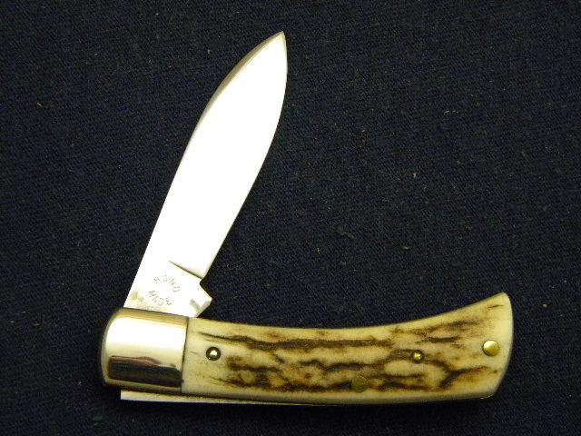 Custom Stag Slip Joint Folding 1 Blade Knife by A.M. Mayhall - C. 1960's