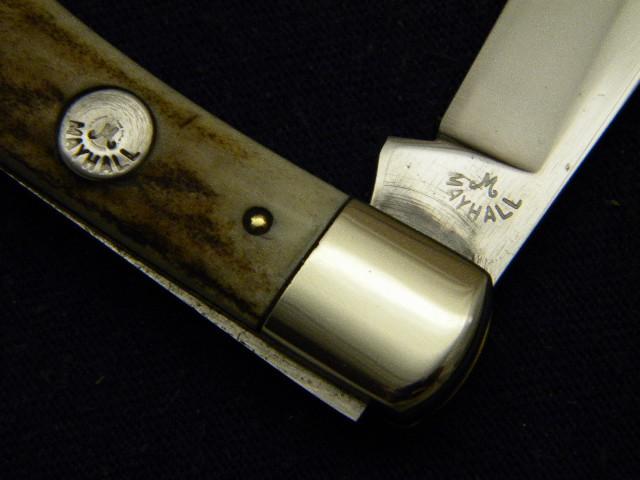 Custom Stag Slip Joint Folding 1 Blade Knife by A.M. Mayhall - C. 1960's
