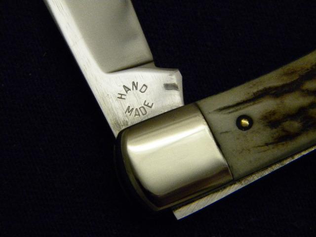 Custom Stag Slip Joint Folding 1 Blade Knife by A.M. Mayhall - C. 1960's