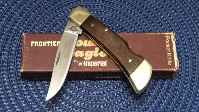 Frontier Double Eagle Imperial Stainless USA 4715 Wood Lockback Knife - NIB